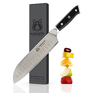 7-inch VG10 Santoku- 66 layers of High Carbon Damscus Stainless Steel Cladding—Kintaro Series—Kurouto Kitchenware