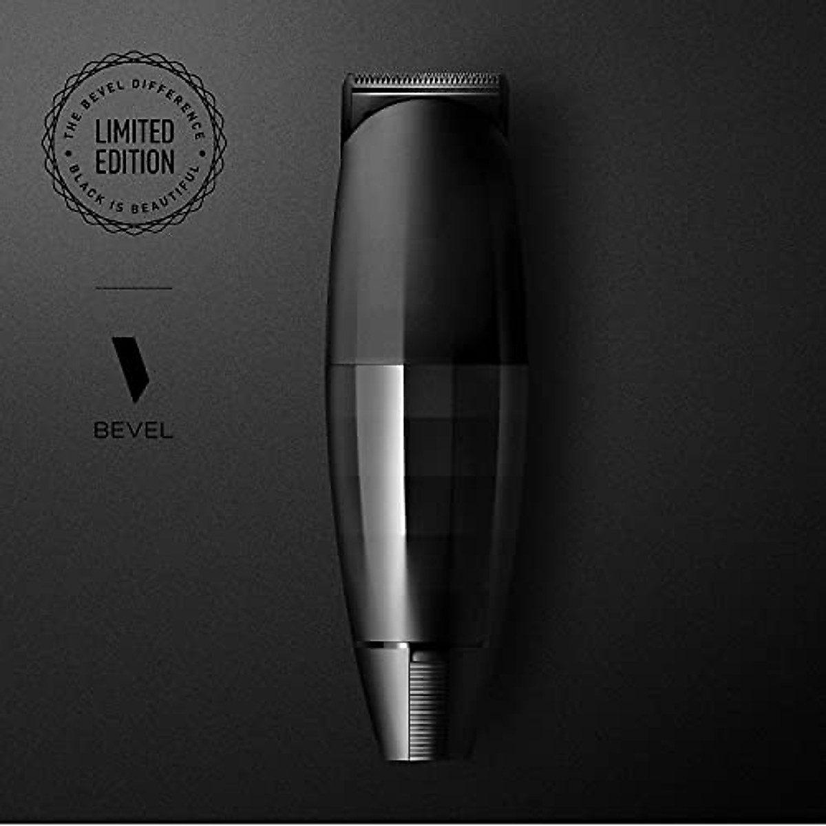 Bevel Beard Trimmer for Men - Black Edition Cordless Trimmer, 8 Hour Rechargeable Battery Life, Tool Free Adjustable Zero Gapped Blade, Barber Supplies, Mustache Trimmer