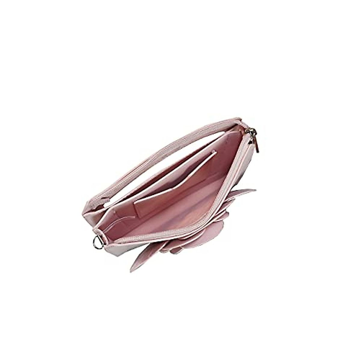 Mellow World Rosali 3D Floral Cell Phone Small Cross Body Shoulder Bag Vegan Patent Leather Women Purse Touch Screen Removable Strap, Mistyrose