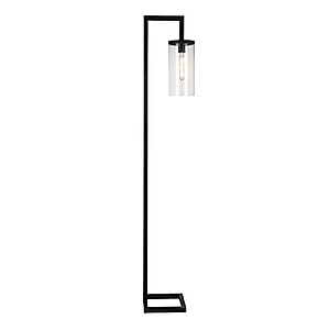 Henn&Hart 67.75" Tall Floor Lamp with Glass Shade in Blackened Bronze/Seeded, Floor Lamp for Home Office, Bedroom, Living Room