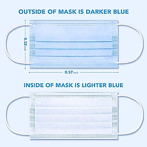Face Masks, 3 Layer, Adult, Blue, 50 packs come with independent box packages, by DXLOVER fullfilled by amazon, Large