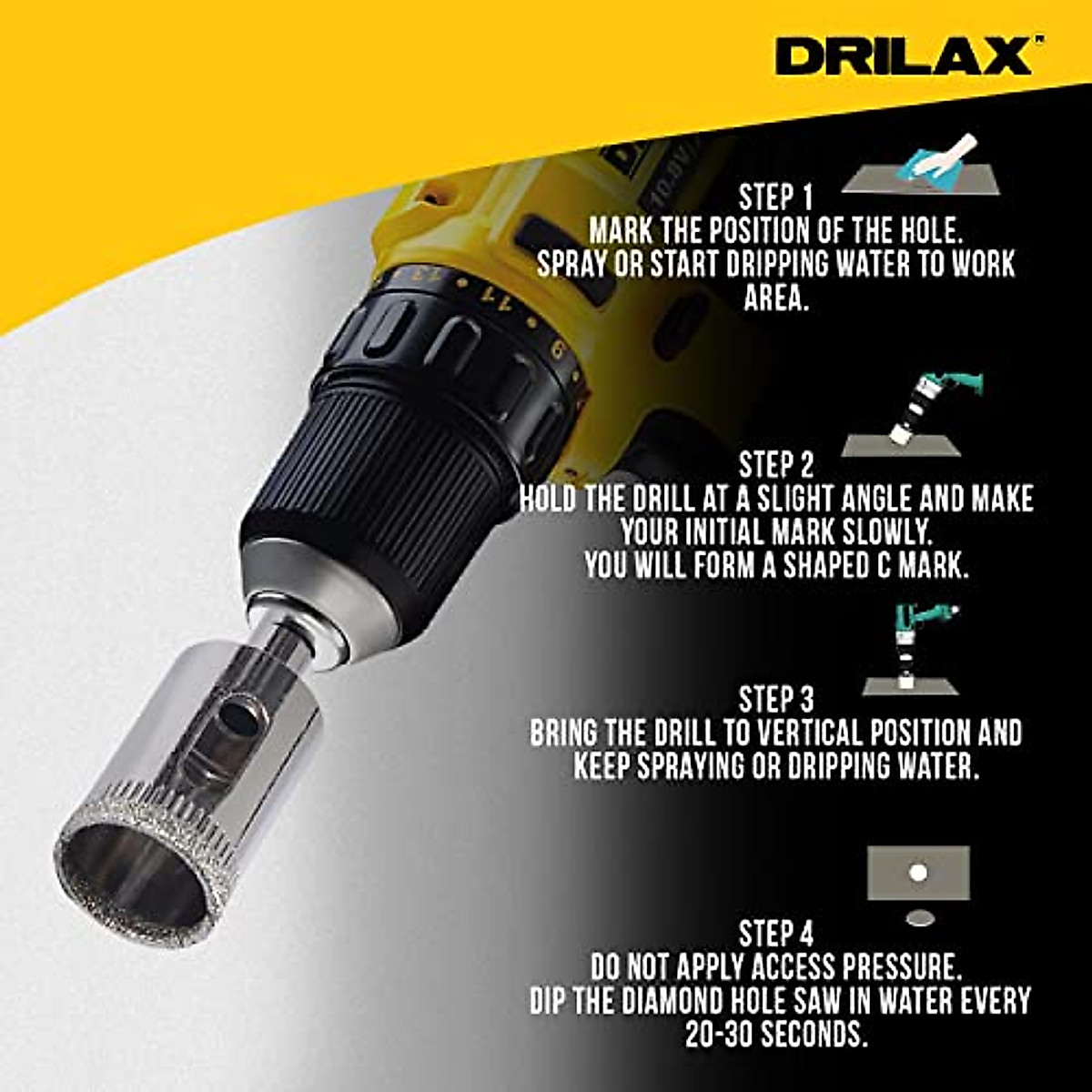 3/4 Inch Diamond Drill Bit Ceramic Pot Porcelain Tile Glass Bottle Granite Hole Saw 0.75 inches by Drilax