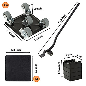 Giftezon Heavy Duty Furniture Mover pro Set, Carbon Steel Dolly Set, Furniture Lifter with 5 Wheels 360° rotable Bearing 1500 lbs, Easy to Use Furniture Movers with Lockable Wheels