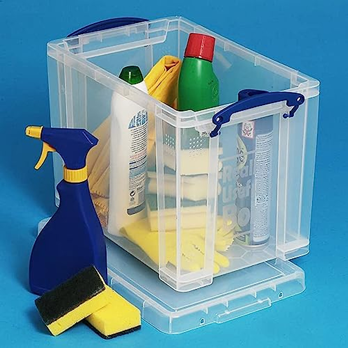 Really Useful Box 19 Liter Plastic Stackable Storage Container w/Snap Lid & Built-In Clip Lock Handles for Home & Office Organization, Clear (2 Pack)