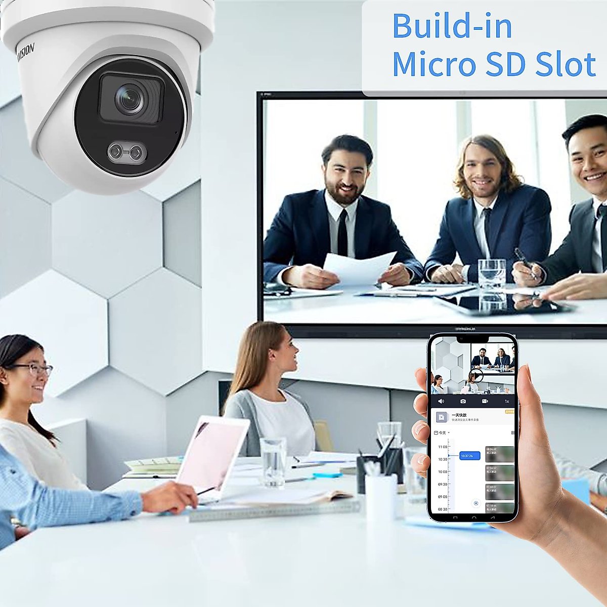 Hikvision IP Camera Turret Compatible DS-2CD2347G2-LU 2.8mm Lens 4MP Color-Vu Fixed Turret Network Camera H.265,130dB WDR,24/7 Colorful Imaging, PoE Camera, International Version