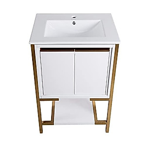 Swiss Madison - well made forever Marseille 24" Bathroom White and Brushed Gold Bath Vanity