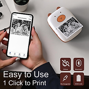 JAMSWALL Mini Printer Sticker Printer Label Maker, Wireless inkless Bluetooth Printer with 13 Rolls Thermal Paper, for DIY Creation, Study Notes, Memo, List, Gift.