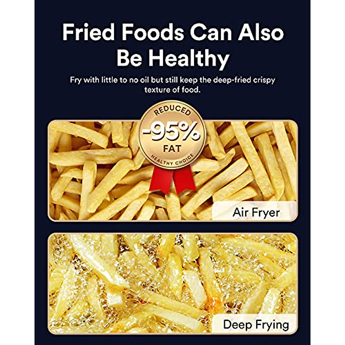 Air Fryer, Milin 1700w XL Air Fryer with 100 Recipes Cookbook, LED Touch Screen Electric Hot Air Fryer Oven with 7 Presets, 5.8 QT Digital Air Fryer with 7 Presets, Non-stick Oilless Cooker