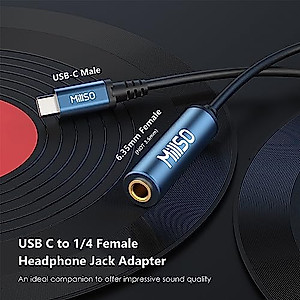 MillSO USB Type C to 1/4 Headphone Adapter TRS 6.35mm Female to USB C Aux Audio Adapter Stereo Jack Adapter for Amplifiers, Mixer, Home Theater, Smartphones, Laptop, 6.35mm Headphones