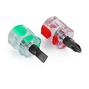 Grevosea 2PCS Sewing Machine Screwdriver Mini Stubby Screwdriver Portable Sewing Screwdriver Tools Cross Head Screwdriver for Sewing Machine Repairing Accessories, One Flat Head and One Phillips
