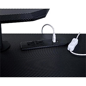 Acme Vildre Metal Frame Gaming Table with USB Port and LED Light in Black