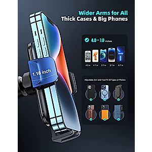 Lamicall 2023 Wider Clamp & Metal Hook Phone Mount for Car Vent [Thick Cases Friendly] Car Phone Holder Hands Free Cradle Air Vent for iPhone Smartphone