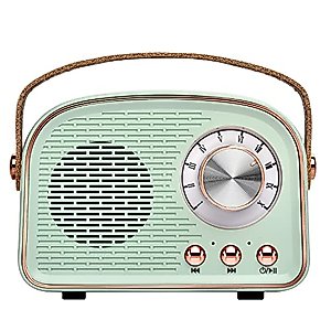 Aresrora Retro Bluetooth Speaker,Wireless Vintage Speaker,Outdoors Wireless Portable Bluetooth Speaker Supports TWS Pairing/U-Disk/TF Card/AUX for Home,Travel,Outdoor (Cyan)