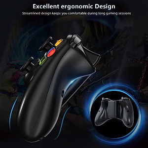 Gamrombo Wireless Controller for Xbox 360, PC Game Controller with Receiver 2.4GHz Gamepad Joystick Controller Compatible with Microsoft Xbox 360/Slim, Windows 7/8/10/11