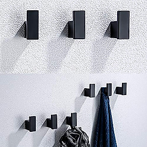 RANDOM Black Towel Hooks,Bathroom Hardware Accessories Hook SUS 304 Stainless Steel Matte Black Robe Hook for Bathroom Kitchen,Contemporary Style Wall Mounted 2 Pack.