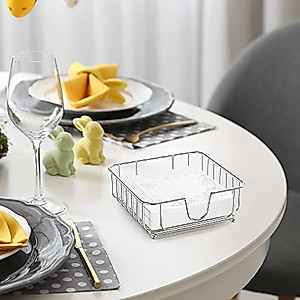 GMFINE Napkin Holder for Table, Napkin Holders for Paper Napkins, Flat Metal Black Napkin Holders for Kitchen & Dining Table, 6.9" x 6.9" x 2.2" Inside Size (Chrome)