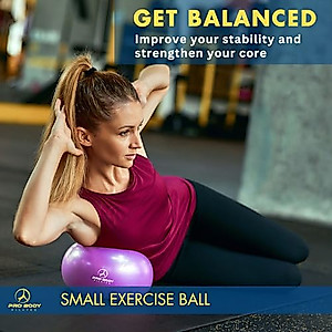 ProBody Pilates Ball Small Exercise Ball w/Pump, 9 Inch Barre Ball, Mini Soft Yoga Ball, Workout Ball for Stability, Barre, Ab, Core, and Physical Therapy Ball at Home Gym & Office (Purple)