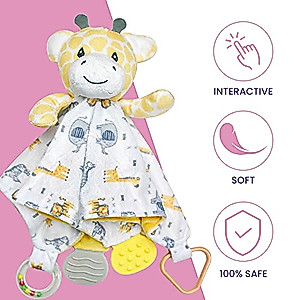 MODERN BABY Security Blanket Loveys for Babies Giraffe Stuffed Taggy Blanket Teether Toy Super Soft