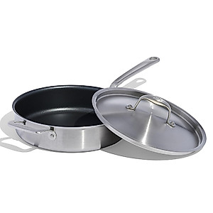 Made In Cookware - 3.5 Quart Non Stick Saute Pan With Lid - 5 Ply Stainless Clad - Professional Cookware - Crafted in Italy - Induction Compatible