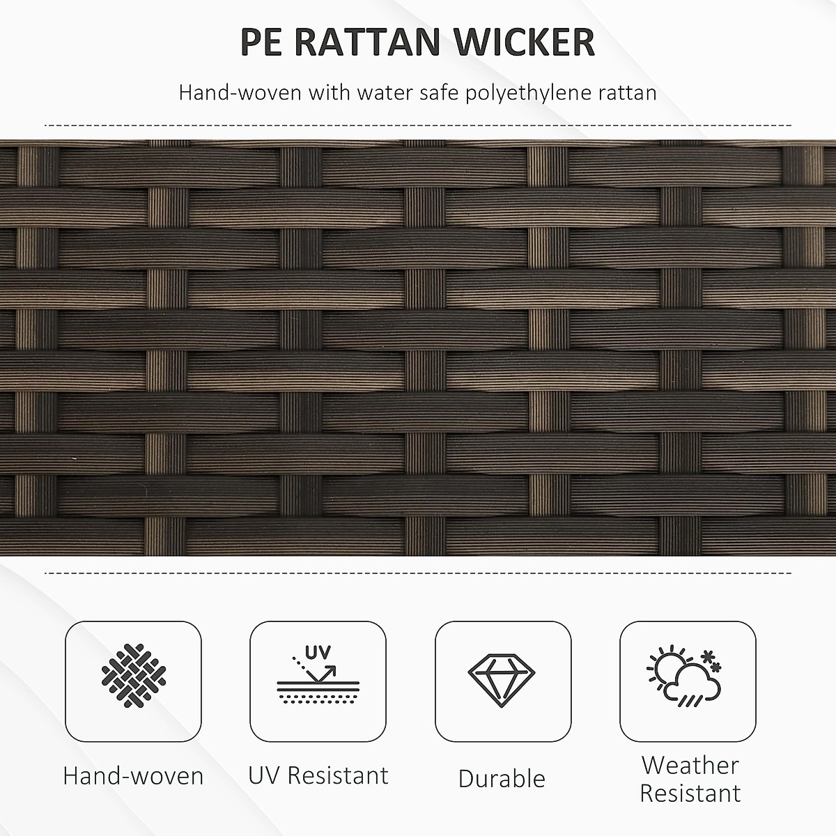 Outsunny 27 Gallon Patio Wicker Storage Bench, Outdoor PE Rattan Patio Furniture, 2-in-1 Large Capacity Rectangle Garden Storage Box with Handles and Cushion, Red