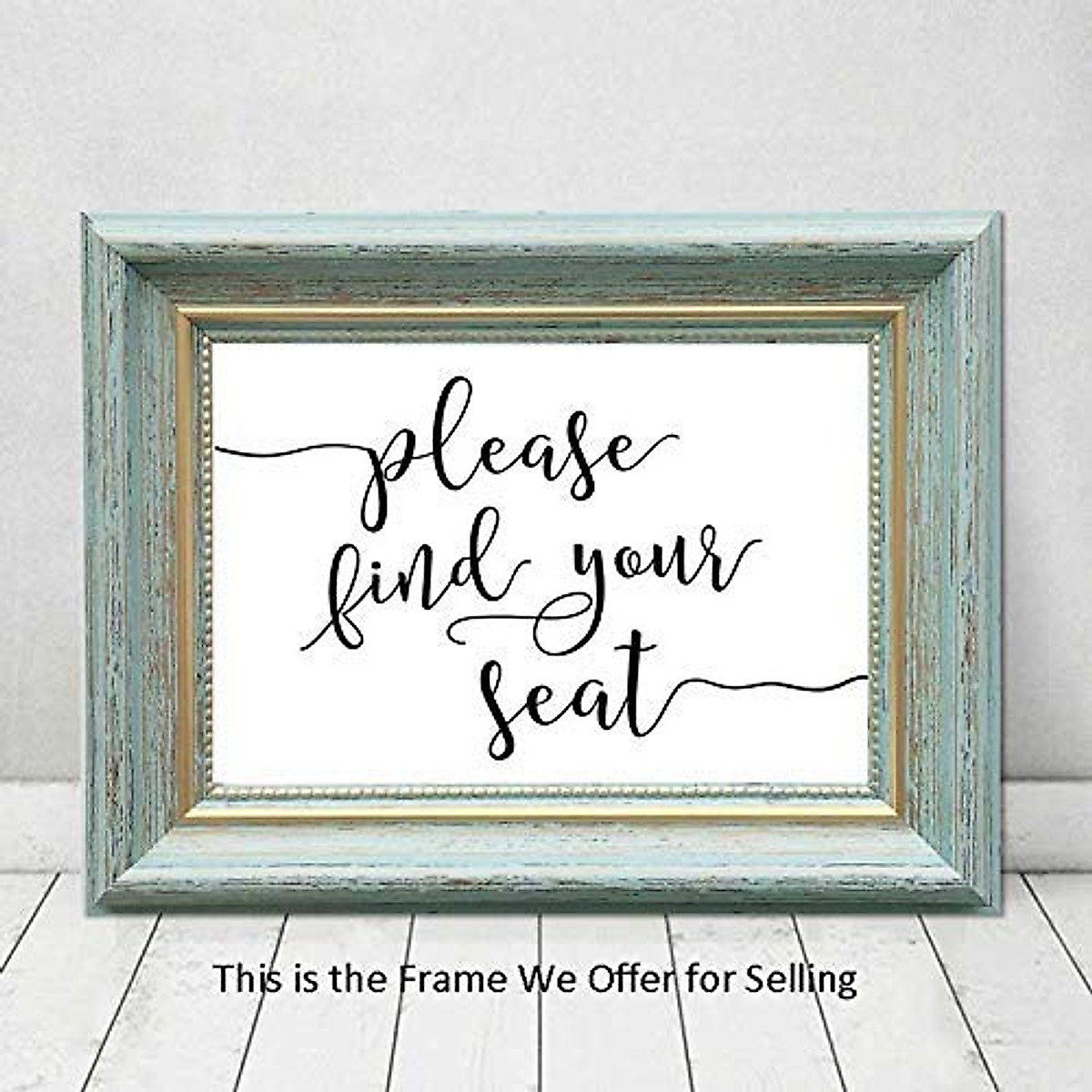 ZLKAPT Please Find Your Seat Sign, Wedding Sign, Shimmer Paper,Wedding Seating Sign, Wedding Reception Signs, Wedding Seats Sign, Rustic Sign 8x10inch