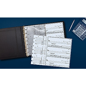 Better Office Products 7 Ring Executive Check Binder with Zipper Pouch, Black Textured Cover, for 9 x 13 3 Per Page Business Checks, 600 Check Capacity Checkbook Holder,