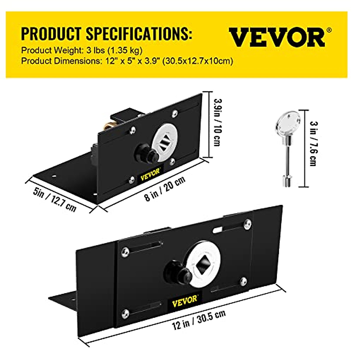 VEVOR Fire Pit Gas Burner Spark Ignition Kit, 300K BTU Fire Pit Ignition System, Stainless Steel Fire Pit Igniter, with 1/2'' Key Valve with Key and Leads & Ground Wire Black Retractable