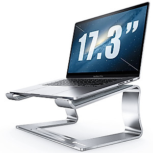 andobil Portable Laptop Stand, [Cooling & Neck Friendly] Solid Ergonomic Ajustable Laptop Desk Stand Compatible with 16 inch MacBook Pro, Air, All Lap Top 10-17.3 inch, Silver