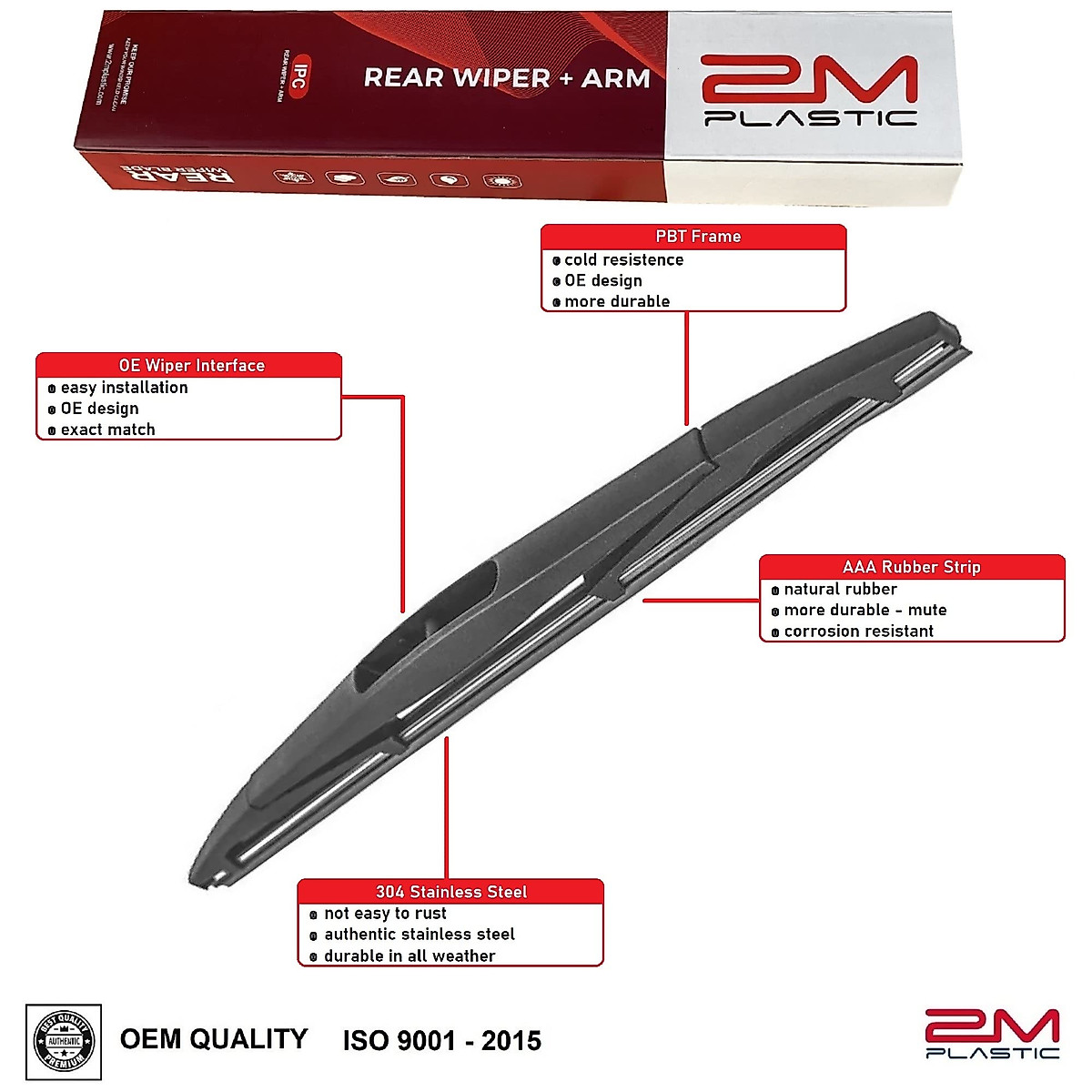 2M PLASTIC Rear Wiper Arm Blade Factory OEM Style Replacement For Mitsubishi OUTLANDER 2007-2020 PATHFINDER 2005-2012