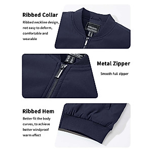 TACVASEN Mens Bomber Jackets Winter Softshell Jacket Water-Resistant Winter Coats for Men Casual Windbreaker Jackets Navy Blue