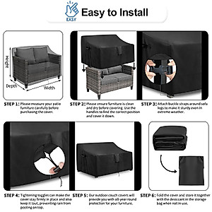 OutdoorLines Outdoor Waterproof Patio Loveseat Couch Cover - UV Resistant Patio Sofa Furniture Covers Weatherproof Heavy Duty Glider Covers for Outdoor Furniture, 58Wx32.5Dx31H Inches, Black