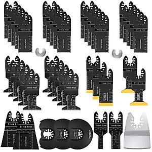 Trivd Frol 45PCS Oscillating Saw Blades, Premium Multitool Blades Kits for Wood Metal Plastics, Oscillating Tool Blades Fit Dewalt Worx Rockwell Milwaukee Makita Ryobi Bosch Fein Porter Genesis Black