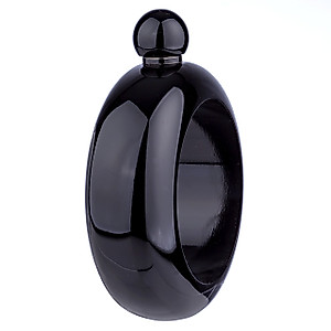 Bangle Bracelet Wine/Alcohol 3.5 oz Flask - Stainless Steel Black and Silver Creative Gift Set for Women - Bonus Funnel Included