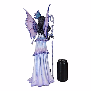 Ebros Large Amy Brown Spring Season Purple Lavender Fairy Holding Curling Magical Staff Statue 17.75" Tall Fantasy Mythical Faery Garden Magic Collectible Figurine Fairies Pixies Nymphs Decor
