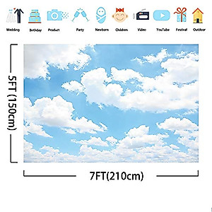 SVBright 7(W) x 5(H) ft Polyester Fabric Blue Sky White Clouds Backdrop Party Wall Decorations Sunshine 1ST Newborn Baby Shower Birthday Table Banner Photo Booth Photography Background Photo Studio