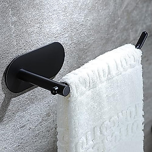 SUNTECH Hand Towel Holder - Black Towel Ring for Bathroom, Adhesive Towel Bar for Organizing Towels, 6 3/10 Inch Hand Towel Rack, Stainless Steel