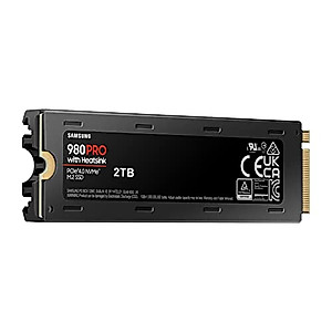 SAMSUNG 980 PRO SSD with Heatsink 2TB PCIe Gen 4 NVMe M.2 Internal Solid State Hard Drive, Heat Control, Max Speed, PS5 Compatible, MZ-V8P1T0CW