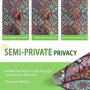 Stained Glass Window Film Privacy Decorative Tinting Film for Home Frosted Bathroom Window Coverings Static Cling Non-Adhesive