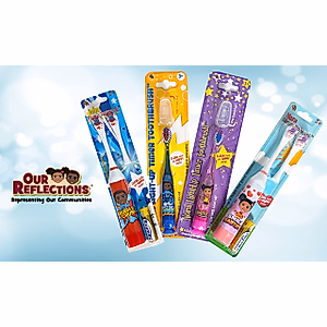 OUR REFLECTIONS Kids Battery Powered, 2 Toothbrush Heads, Soft Bristles, Ages 3 and up. (John Electric Toothbrush, Red)