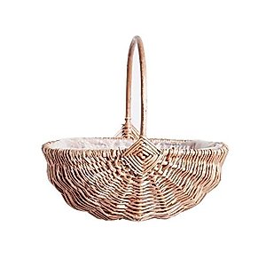 WYI Rattan Flower Basket, Handmade Wicker Planter Basket with Plastic Liner & Handle, Woven Storage Basket for Home Wedding Garden Decoration, Brown,S(445MWRMURZRG2O2814UOR)