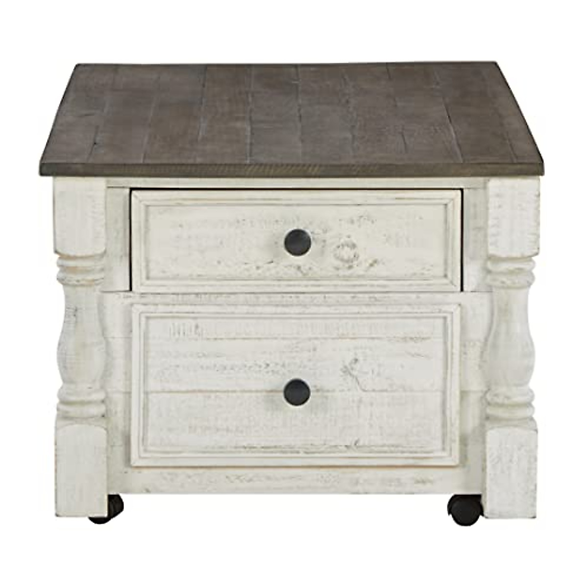 Signature Design by Ashley Havalance Farmhouse Lift Top Coffee Table with 4 Storage Drawers and Small Storage Tray, Whitewash