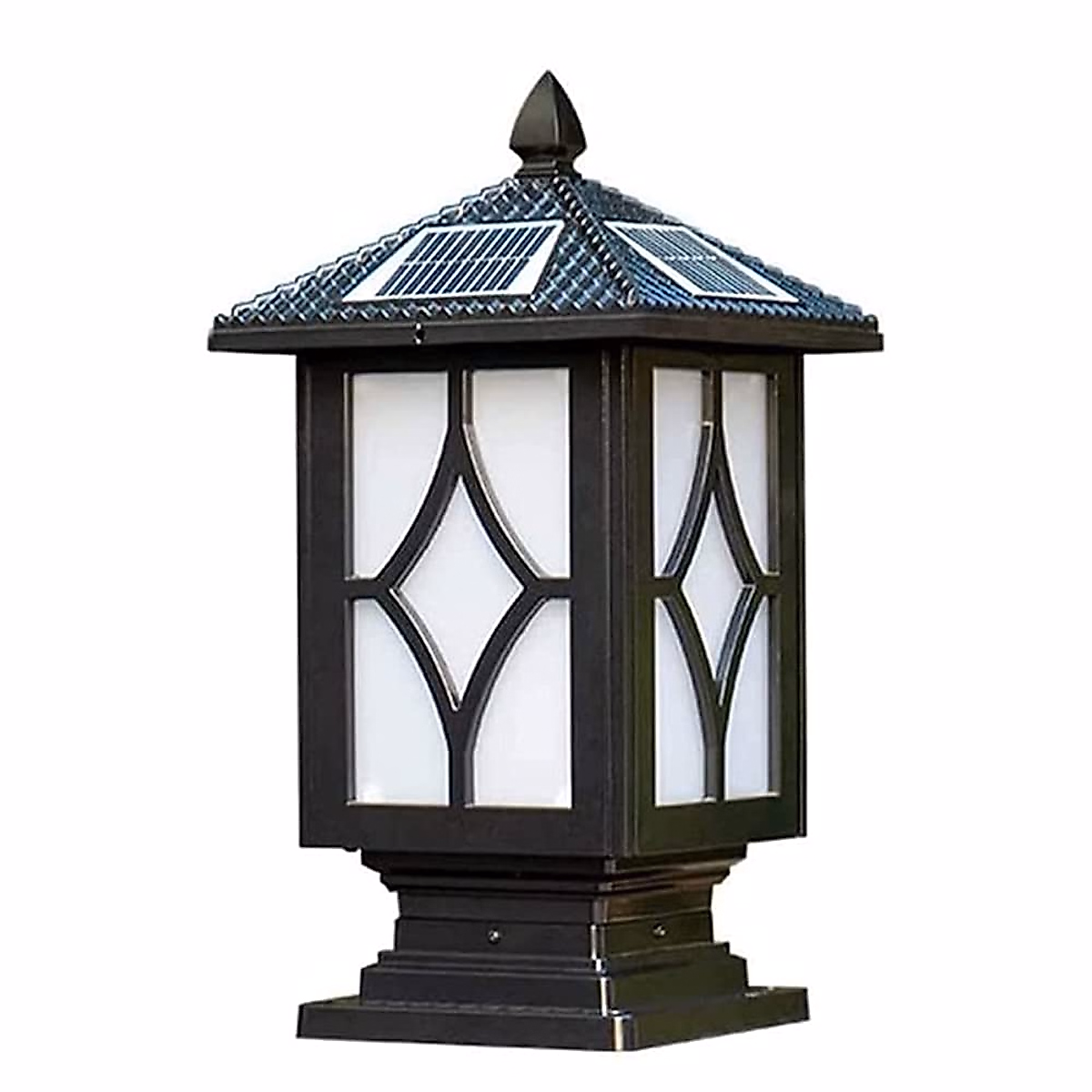 BOOHR Outdoor Solar Post Lights, IP65 Waterproof Antique Lawn Lights LED 2-Color Light Exterior Pillar Lights Fixture for Home Garden