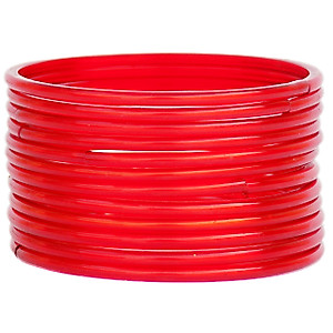 JD'Z Collection Indian Glass Bangle Set For Girls & Women Traditional Bollywood Fashion Jewelry Glass Bangles for Dailywear,Ethnic Wear Bangles Set of 12 (Red 2.6)
