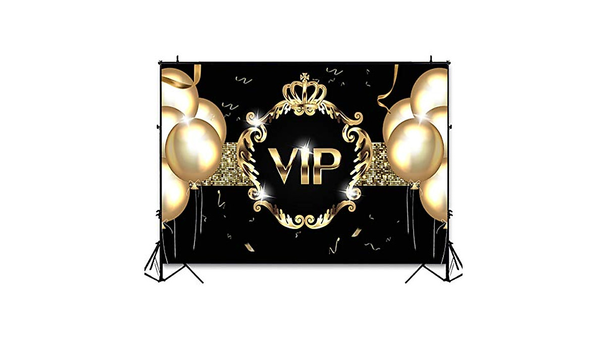 VIP Party Backdrop 7x5ft Black & Gold for Photo Shoot | Avezano