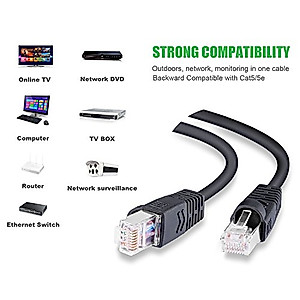 DbillionDa Outdoor Ethernet 10ft Cat6 Cable, Shielded Grounded UV Resistant Waterproof Buried-able Network Cord