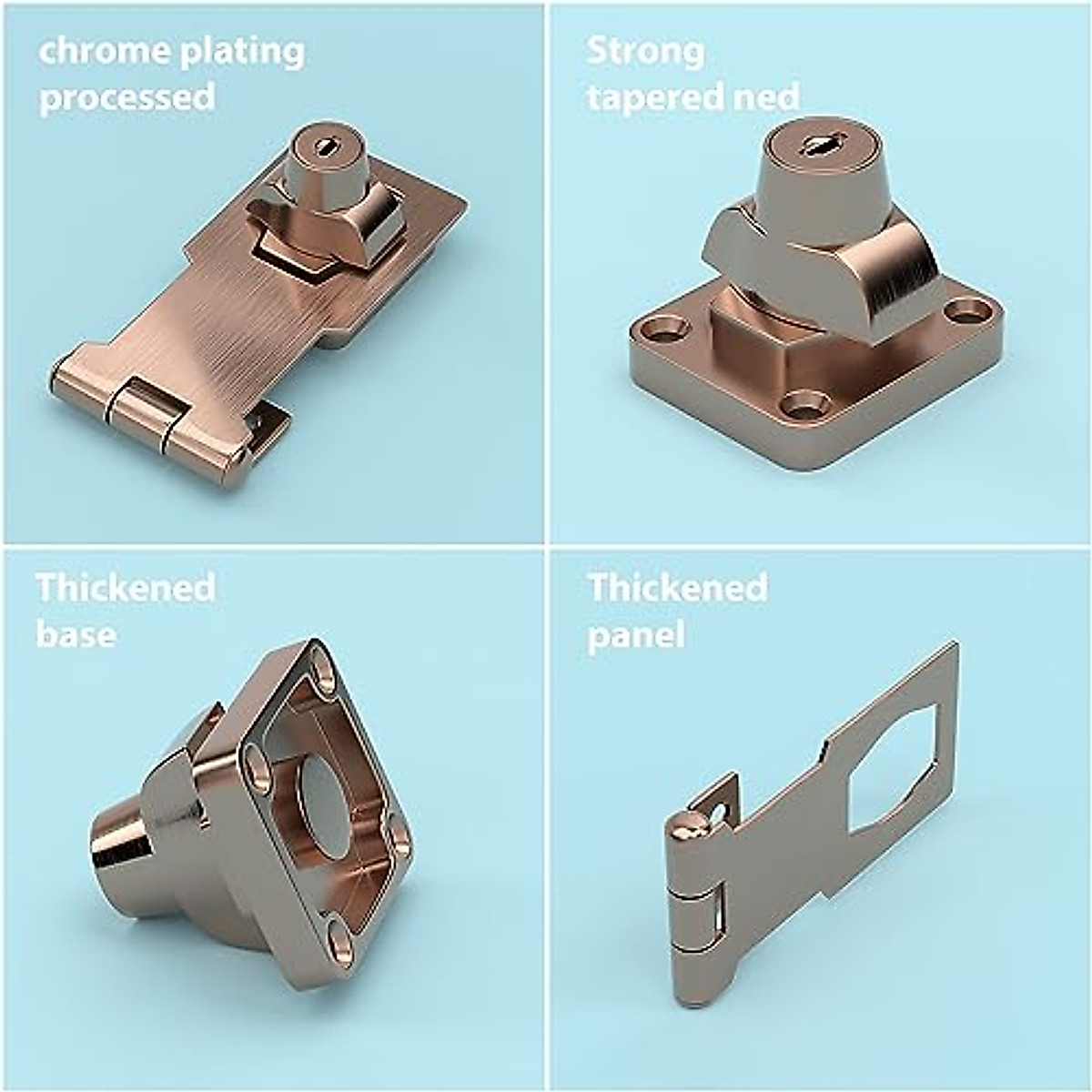 I-EASYDWW, 2.5 Inch Red Zinc Alloy Keyed Hasp Locks, 4 Pack with Keys and Screws, Automatic Locking, For Drawers and Cabinets