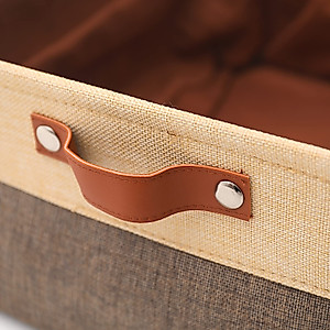 Large Storage Baskets for Organizing Shelves, Fabric Foldable Storage Bins Cubes with Handles Decorative Baskets Nursery Toy Closet Clothes Towel (Grey&Brown 15.7"x11.8"x7.8" - 3 Pack)