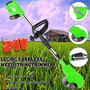 Cordless Weed Eater Grass Trimmer, 24V Foldable Cordless String Grass Trimmer, Electric Weed Brush Cutter, Adjustable Machine Head, for Lawn, Yard, Garden, Bush Trimming & Pruning (Black)