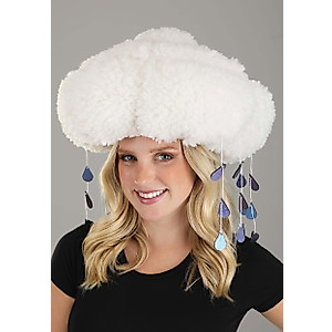 elope Adult Sherpa Light-Up Rain Cloud Costume Hat - LED Cloud Hat with Iridescent Raindrops - Standard