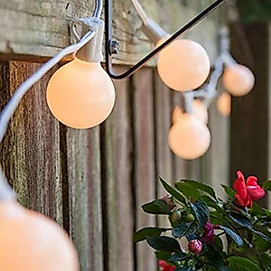 Romasaty 25FT Frosted White Lights G40 Globe Outdoor String Lights Patio Lights with 25 Frosted White Globe Bulbs - White Wire